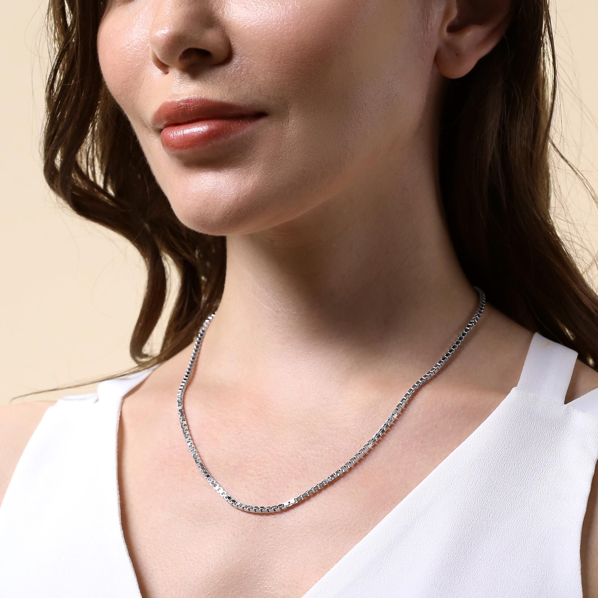 Sterling Silver 2.3mm Box Chain Necklace Diamond Cut | The Chain Hut