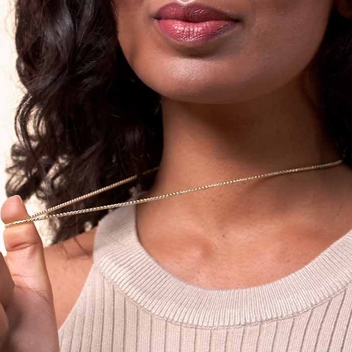 9ct Gold Plated Sterling Silver 2mm Rounded Box Chain Necklace