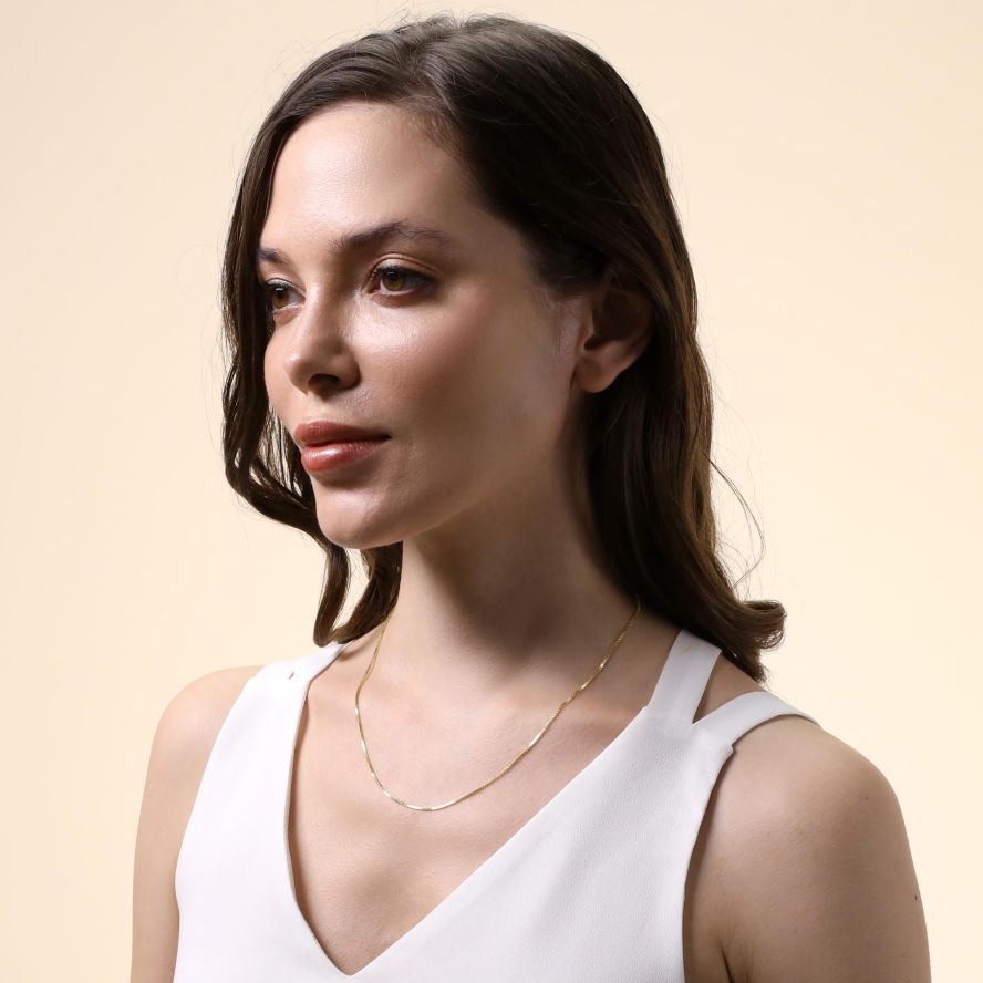 9ct Yellow Gold Plated On Sterling Silver Box Chain Necklace | Width ...