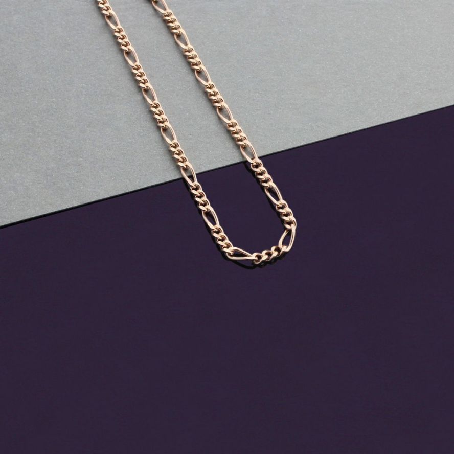 9ct Rose Gold Plated Sterling Silver 2mm Figaro Chain Necklace