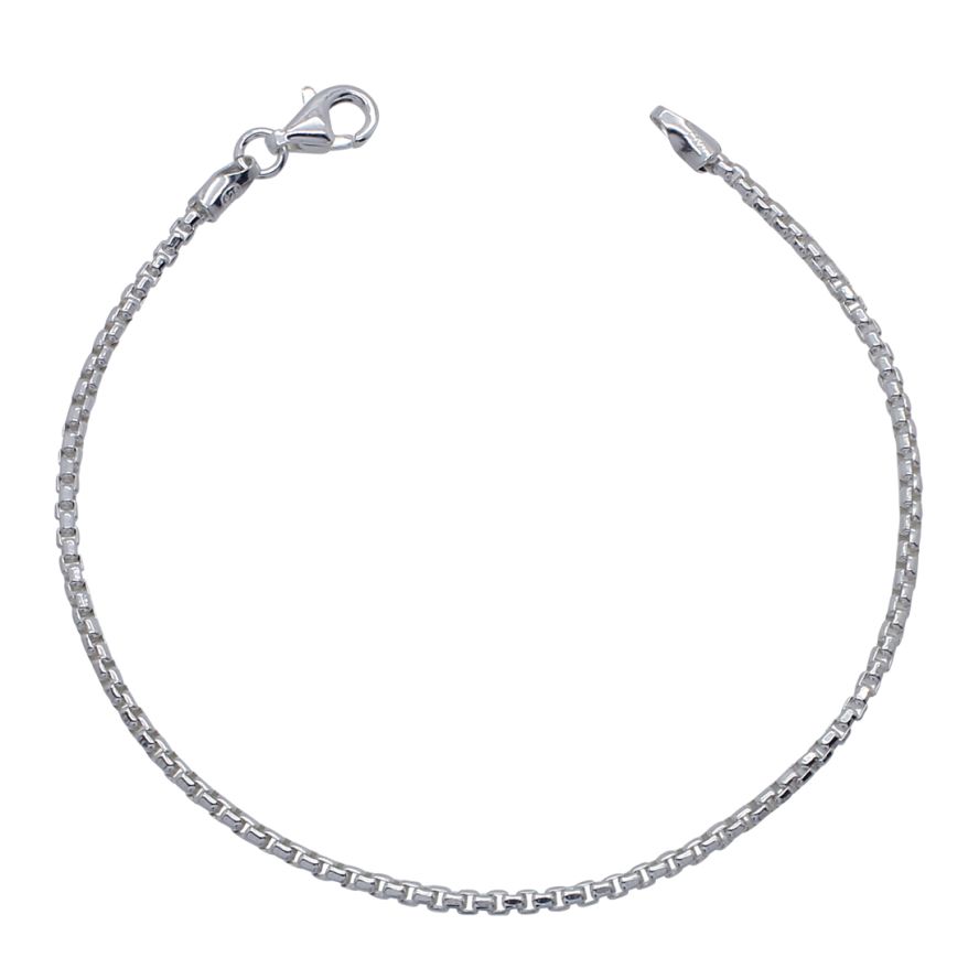 Sterling Silver 2mm Rounded Box Link Bracelet