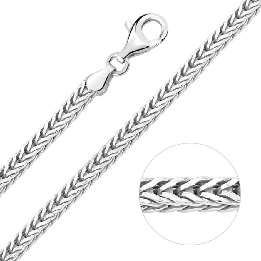 Sterling Silver 3.1mm Square Foxtail Chain | Lengths 20" to 30" Inch