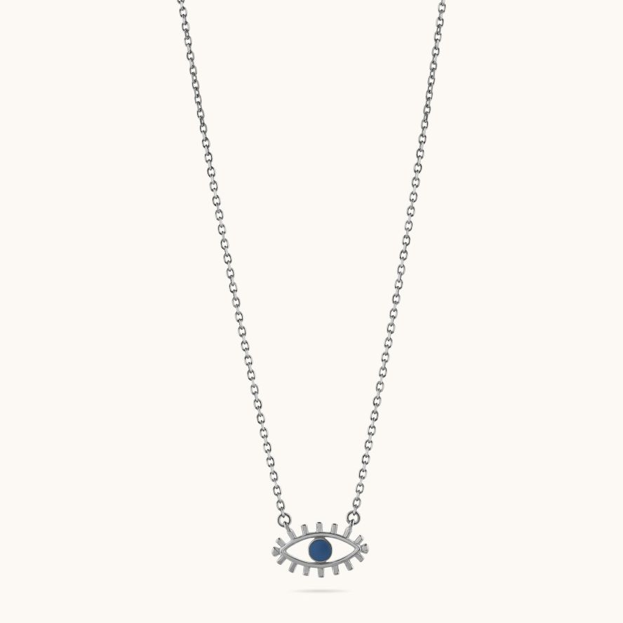 Sterling Silver Evil Eye Amulet Necklace | The Chain Hut