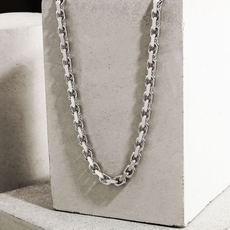 Sterling Silver 4.6mm Anchor Chain Necklace Diamond Cut | The Chain Hut