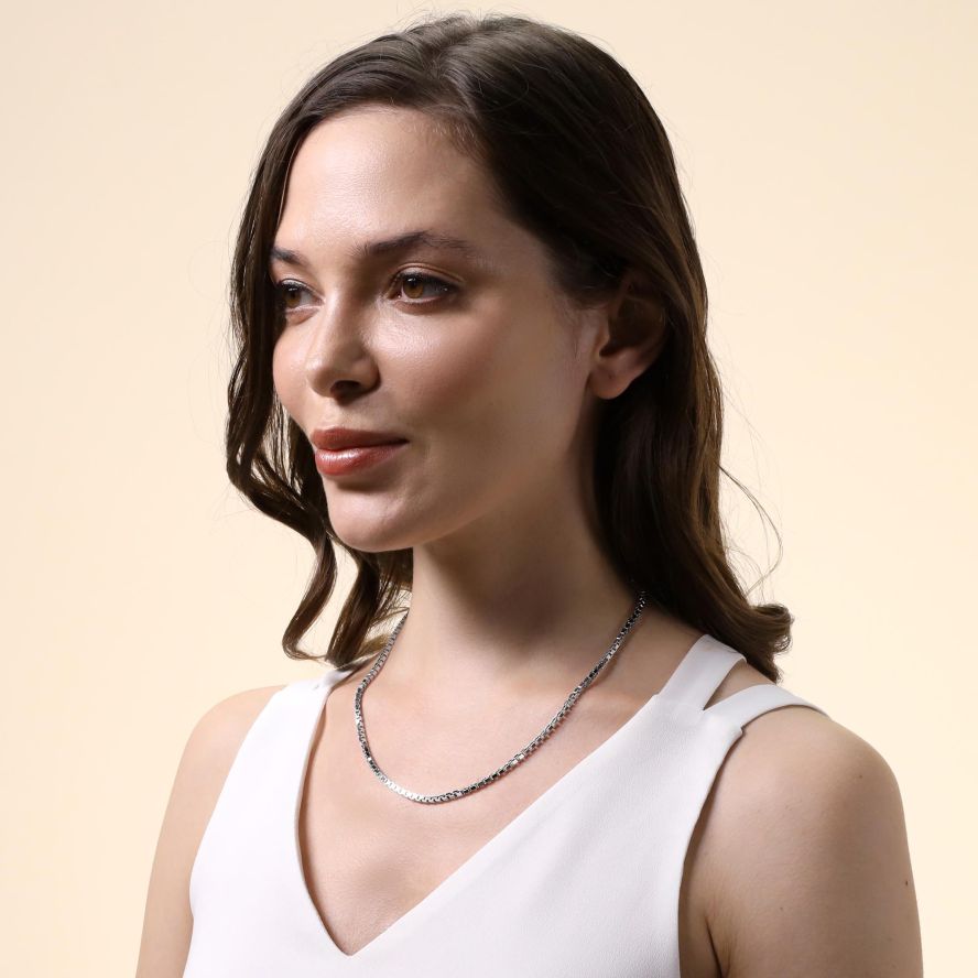 Sterling Silver 2.8mm Box Chain Necklace Diamond Cut | The Chain Hut