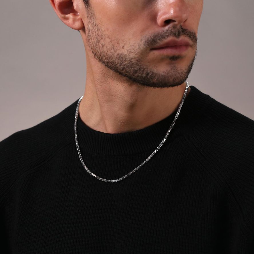 Sterling Silver 2.8mm Box Chain Necklace Diamond Cut | The Chain Hut