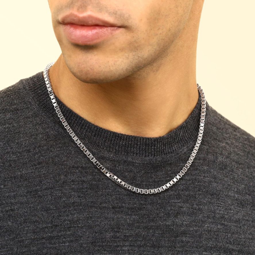 Sterling Silver 4.7mm Box Chain Necklace Diamond Cut | The Chain Hut