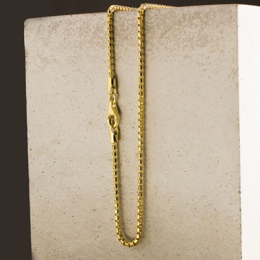 9ct Gold Plated Sterling Silver 2mm Rounded Box Chain Necklace