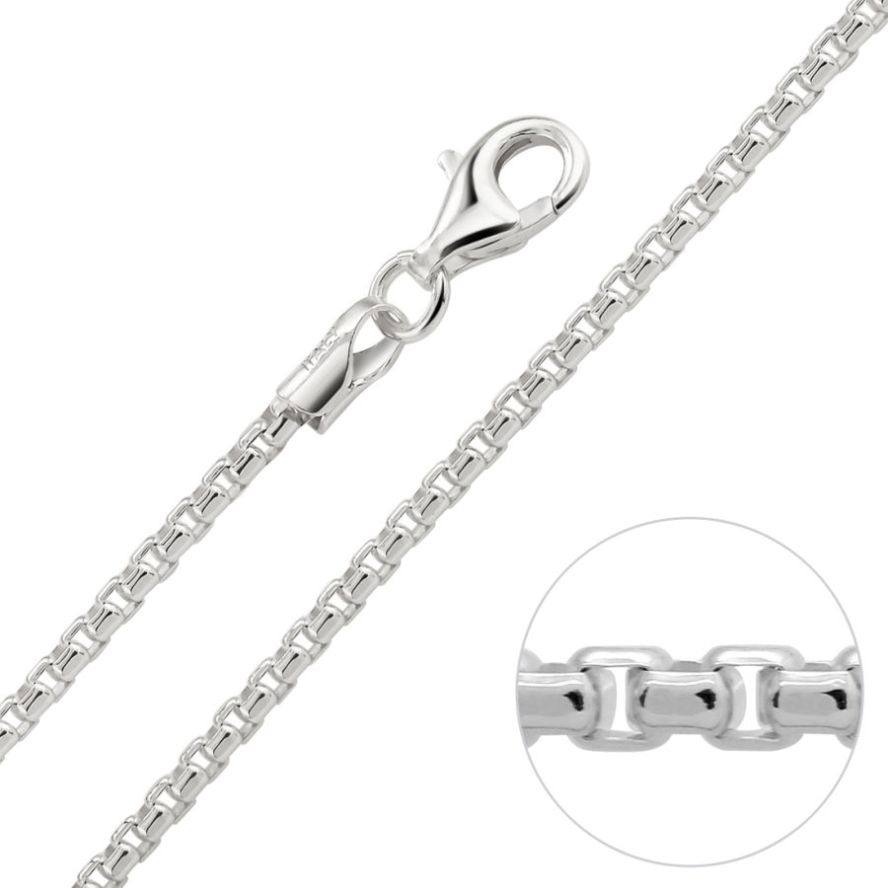 Sterling Silver 2mm Rounded Box Chain Necklace