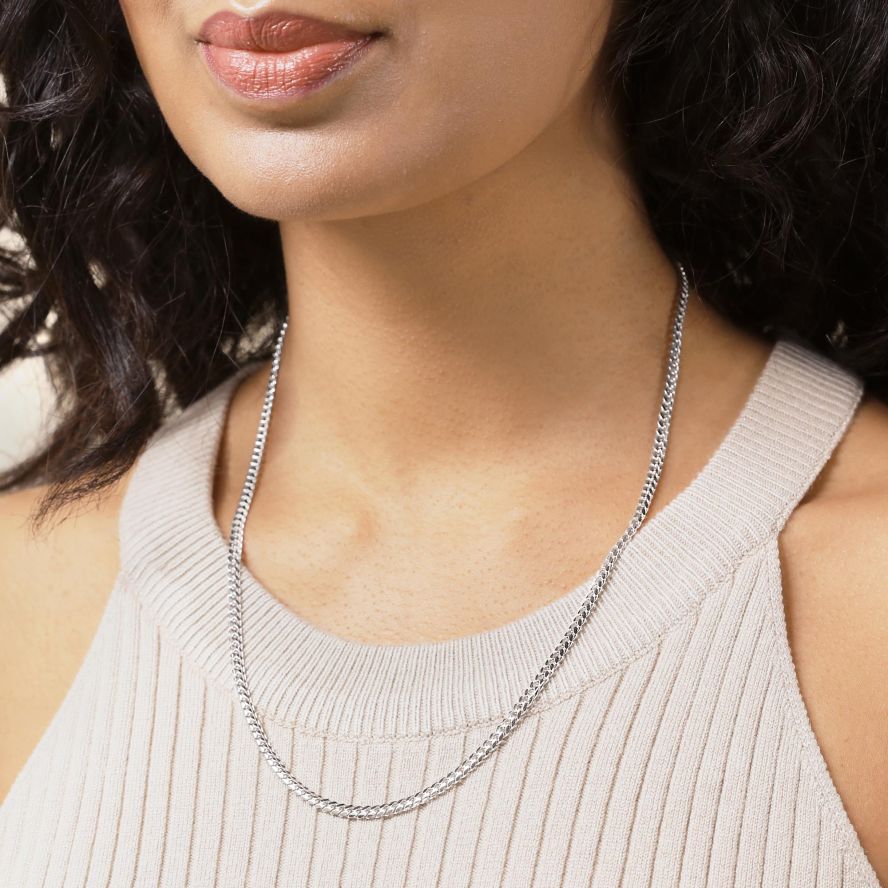 Sterling Silver 3.5mm Diamond Cut Cuban Chain Necklace