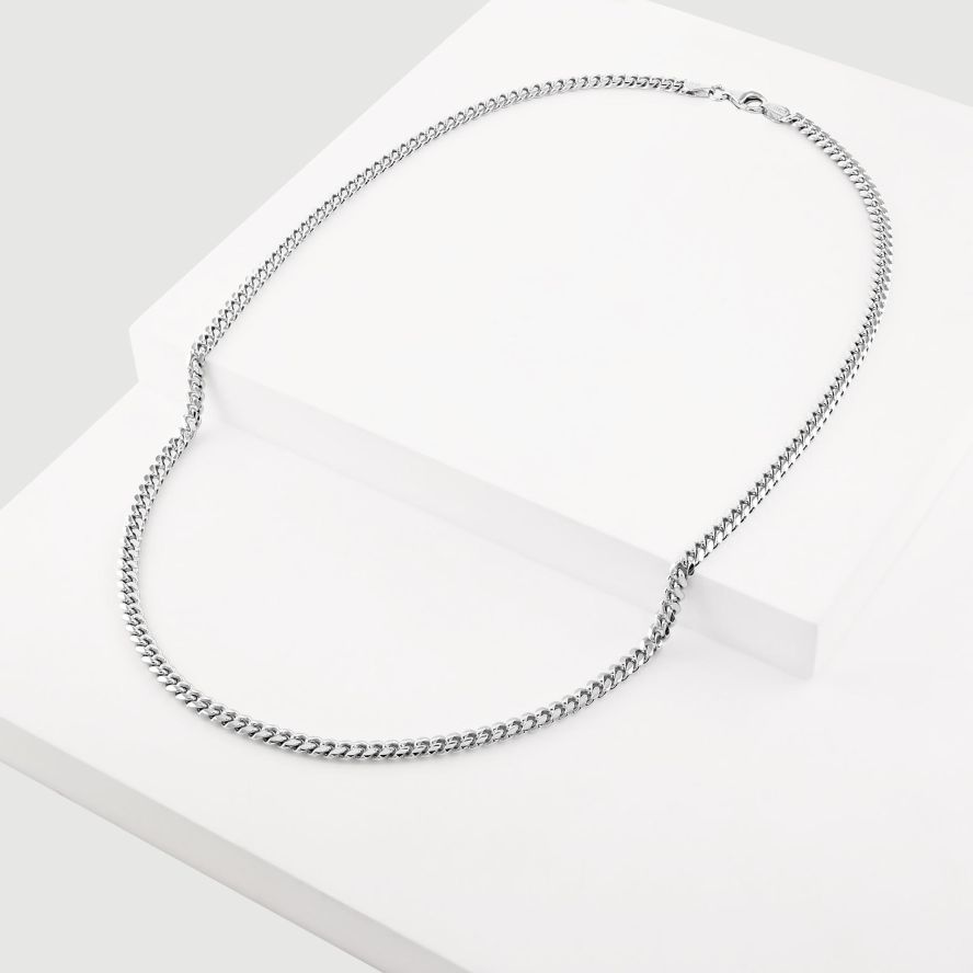 Sterling Silver 4mm Diamond Cut Cuban Chain Necklace