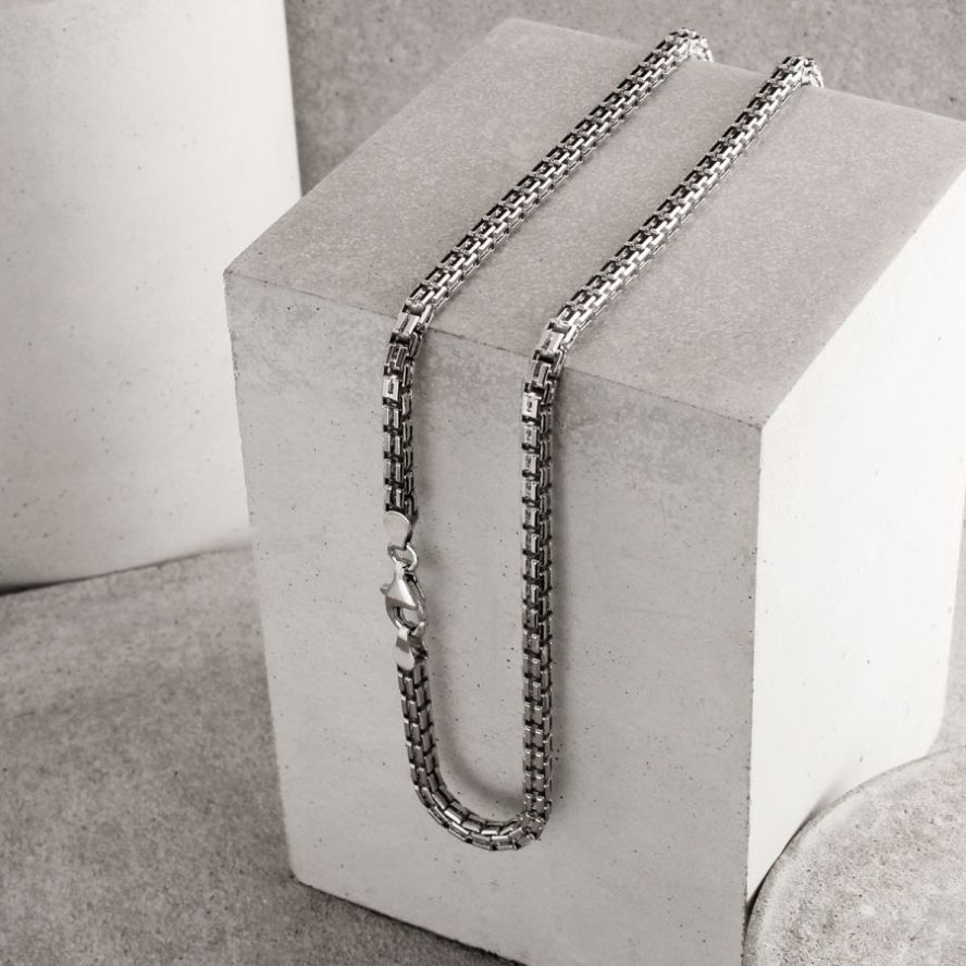 Sterling Silver 4mm Double Box Chain Necklace Diamond Cut | The Chain Hut