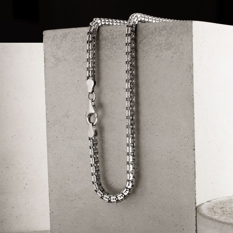 Sterling Silver 4mm Double Box Chain Necklace Diamond Cut | The Chain Hut