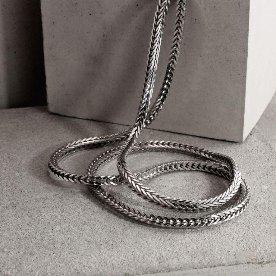 Sterling Silver 3.1mm Square Foxtail Chain | Lengths 20" to 30" Inch
