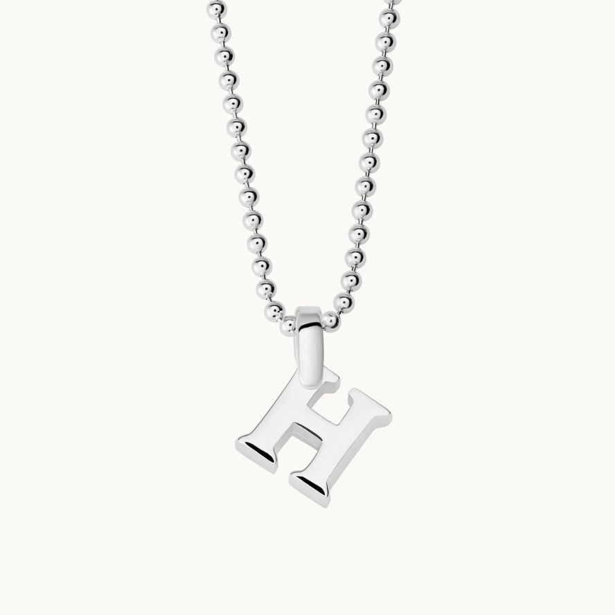 Sterling Silver 3D Alphabet Initial Letter Pendant - H