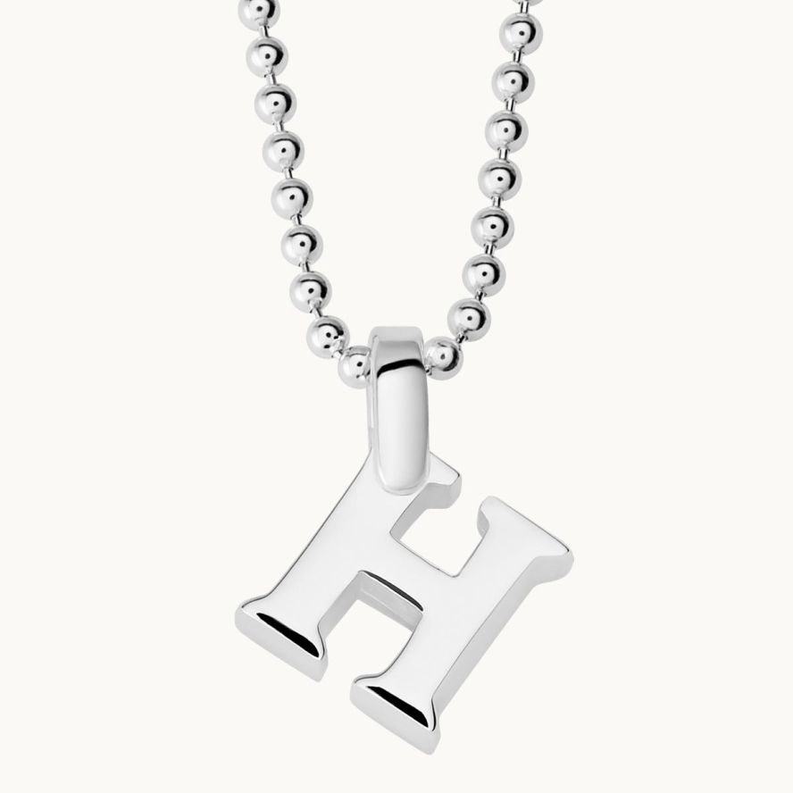 Sterling Silver 3D Alphabet Initial Letter Pendant - H