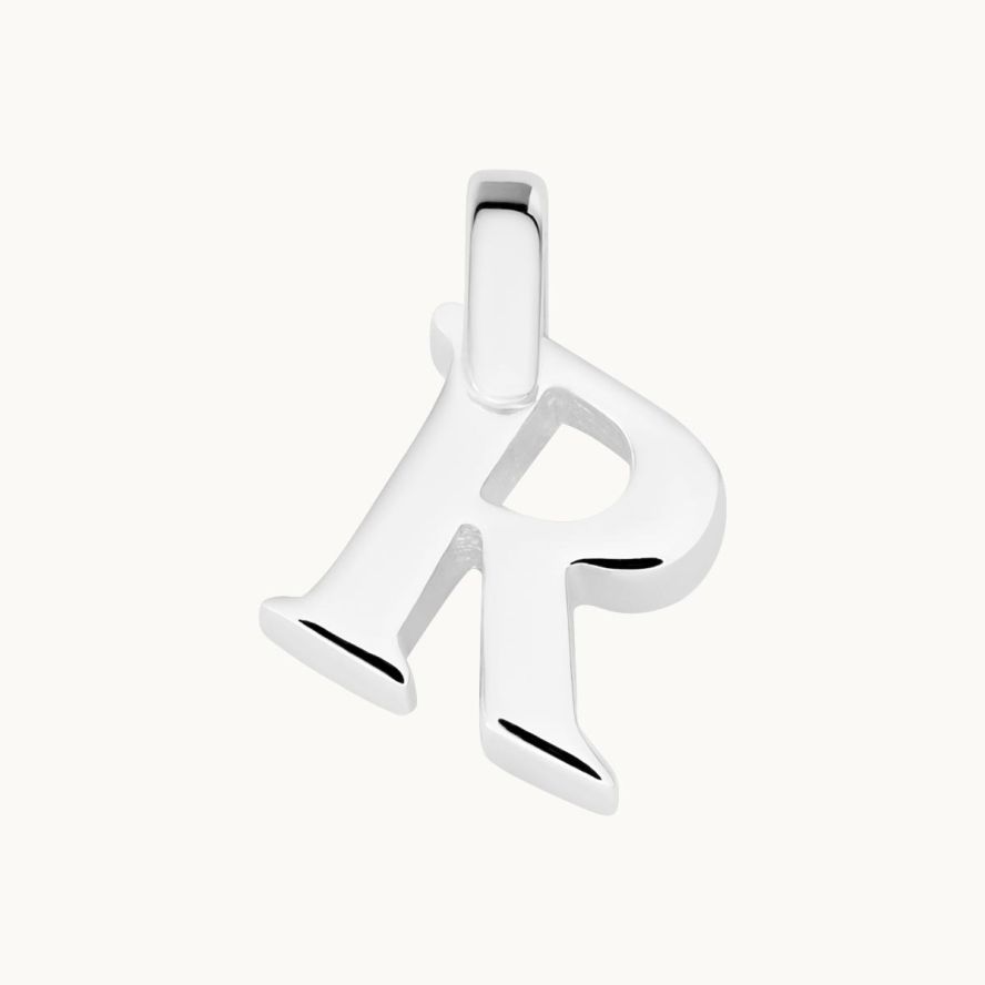 Sterling Silver 3D Alphabet Initial Letter Pendant - R