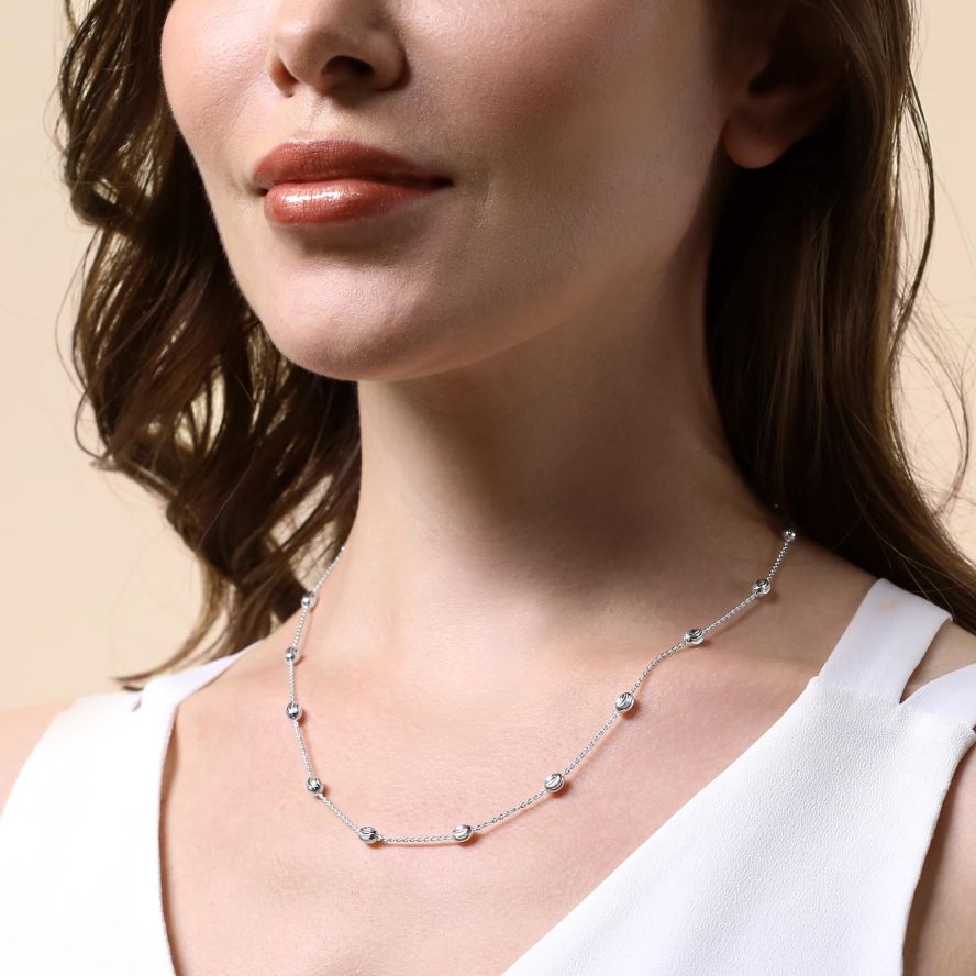 Sterling Silver Oval Beaded Diamond Cut Trace Chain | Lengths 18 to 30 ...