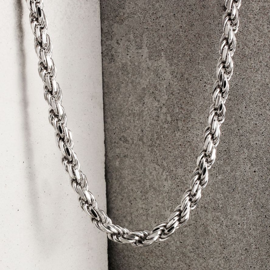 Sterling Silver 5mm Thick Cut Rope Chain | Lengths 20" to 30" Inch