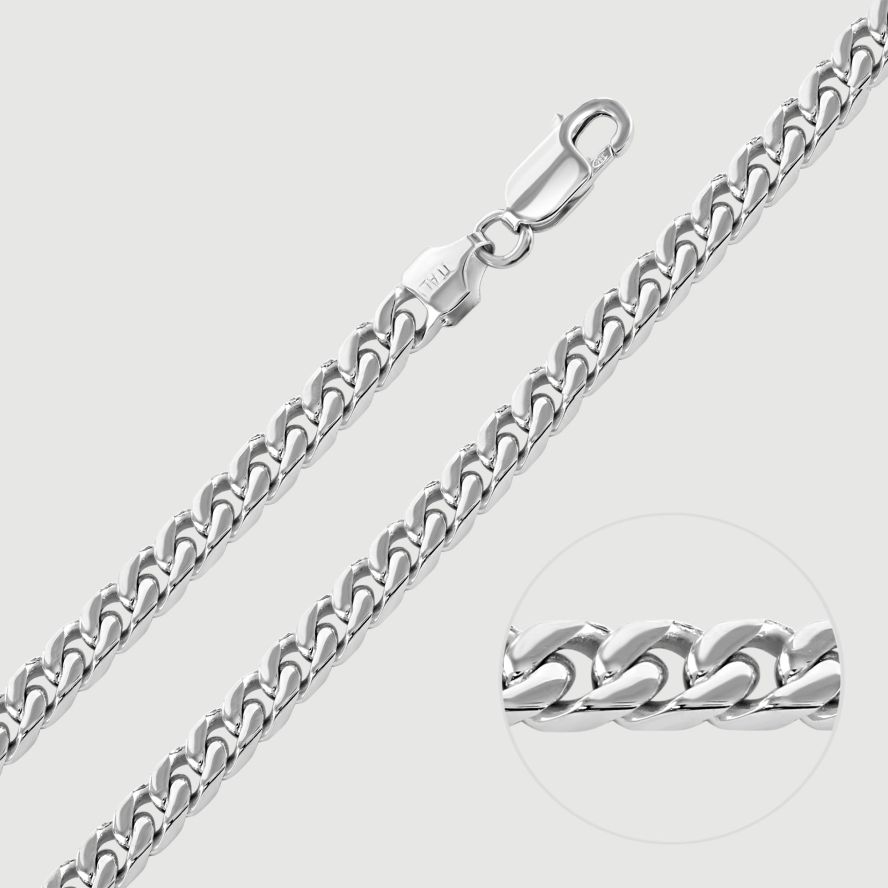 Sterling Silver 4.7mm Diamond Cut Square Curb Chain Necklace