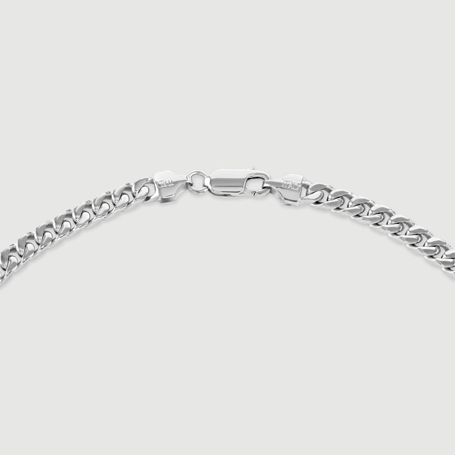 Sterling Silver 4.7mm Diamond Cut Square Curb Chain Necklace