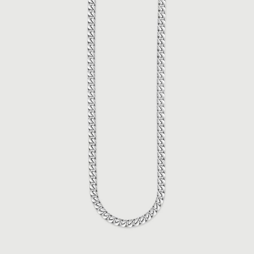 Sterling Silver 4mm Diamond Cut Square Curb Chain Necklace