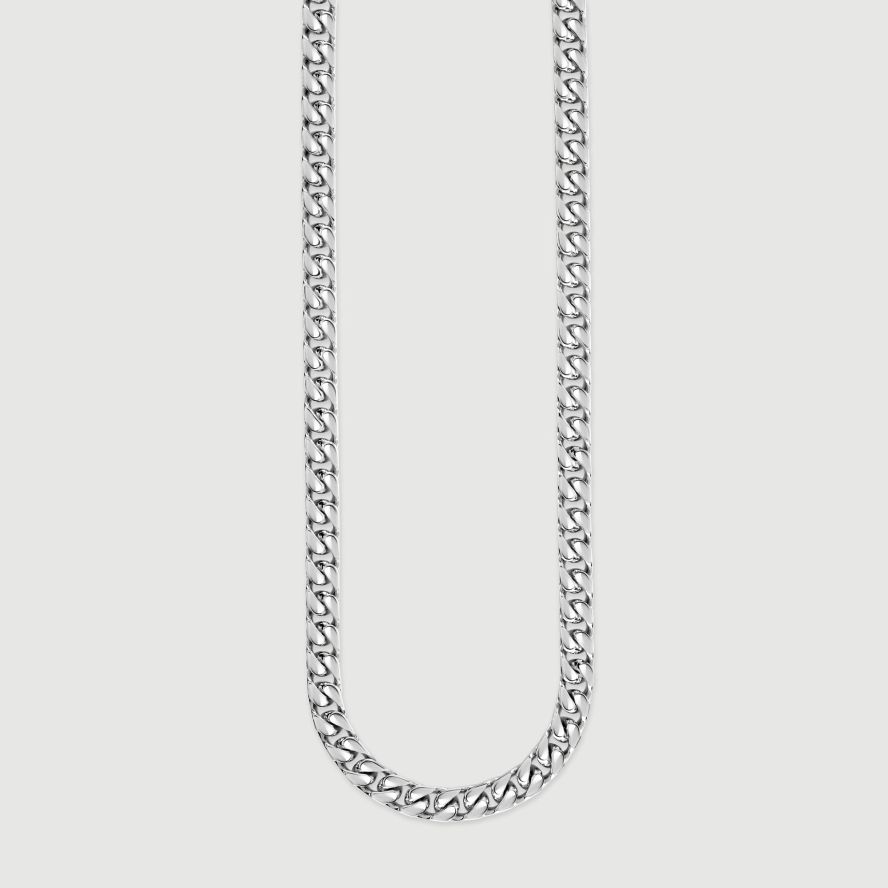 Sterling Silver 5mm Diamond Cut Square Curb Chain Necklace