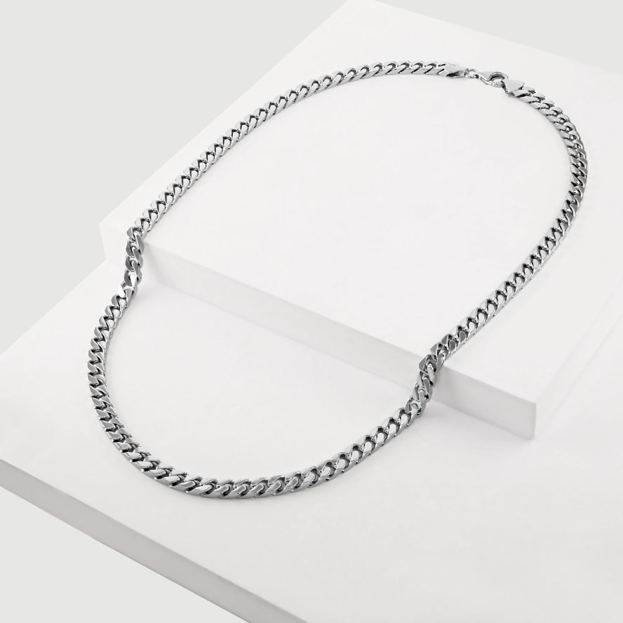 Sterling Silver 5mm Diamond Cut Square Curb Chain Necklace