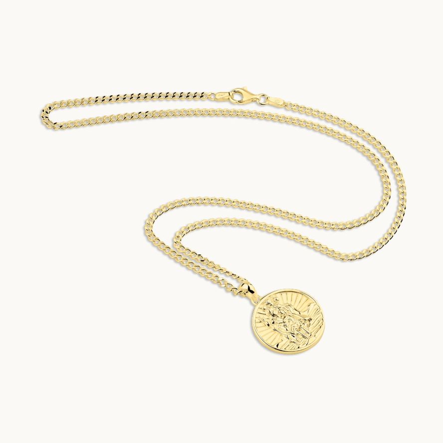 Gold Plated Sterling Silver 20mm Round St Christopher Necklace | The ...