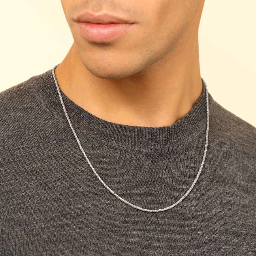 Sterling Silver 2mm Twisted Round Foxtail Chain Necklace | Lengths 24 ...
