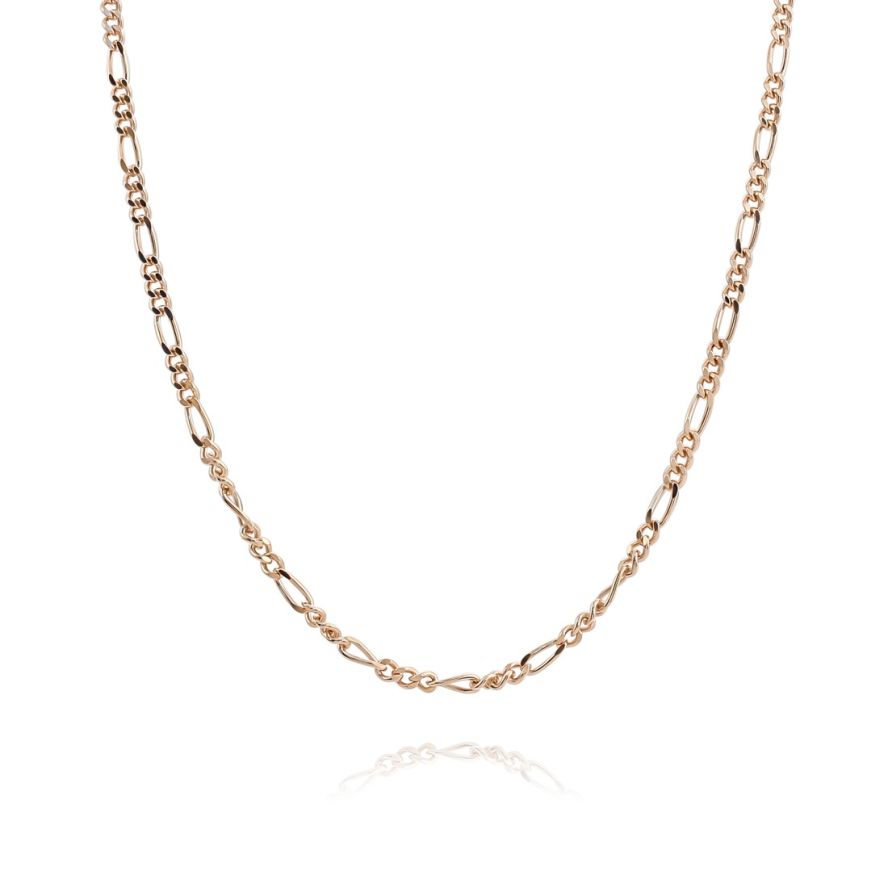 9ct Rose Gold Plated Sterling Silver 2mm Figaro Chain Necklace