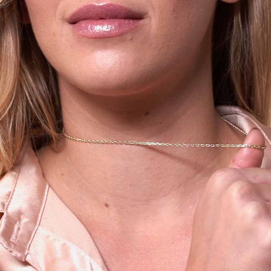 9ct Gold Plated Sterling Silver 2mm Diamond Cut Cable Trace Chain Necklace