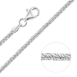 Sterling Silver 2mm Twisted Round Foxtail Chain Necklace | Lengths 24 ...