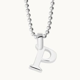 Sterling Silver 3D Alphabet Initial Letter Necklace - P