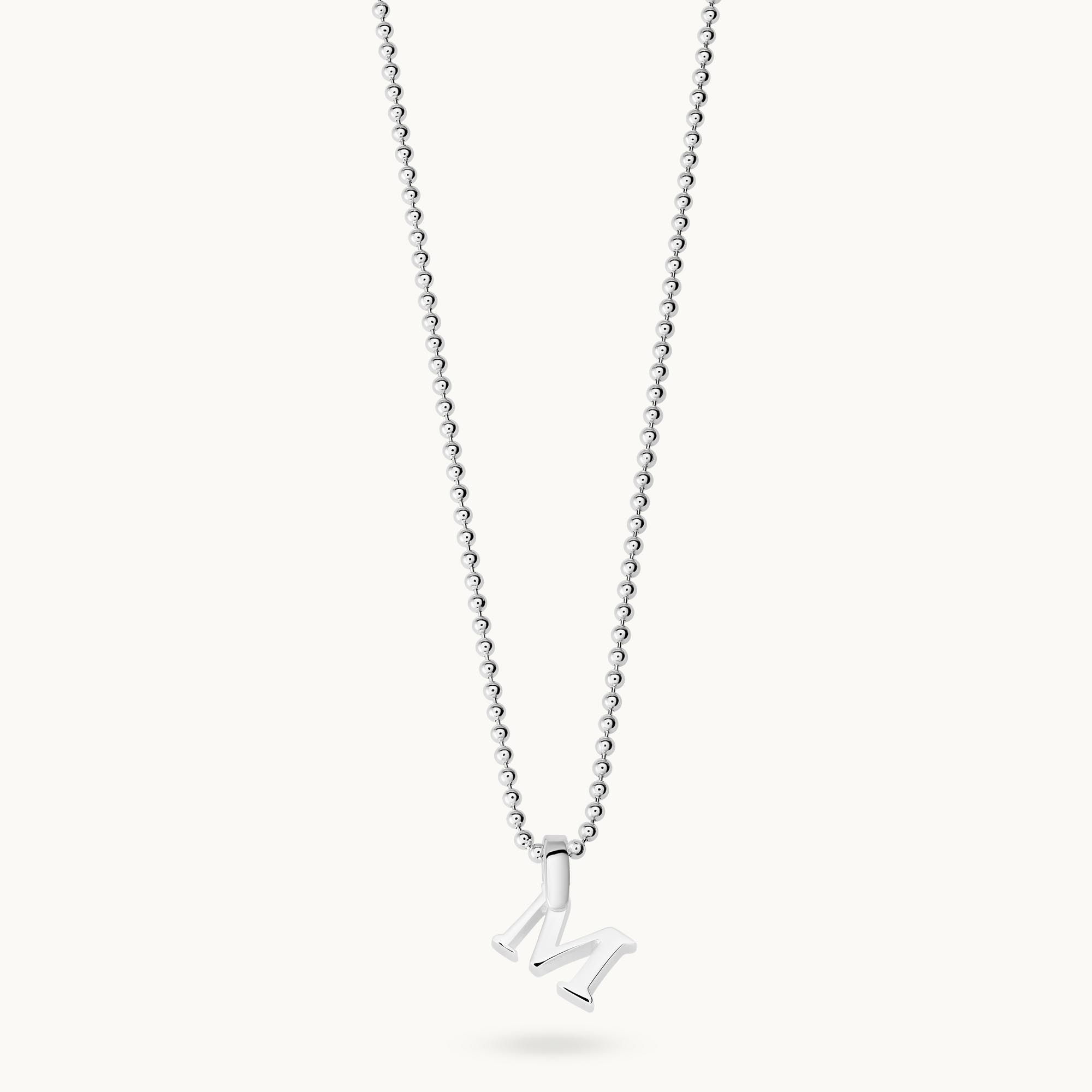 Sterling Silver 3D Alphabet Initial Letter Pendant - M