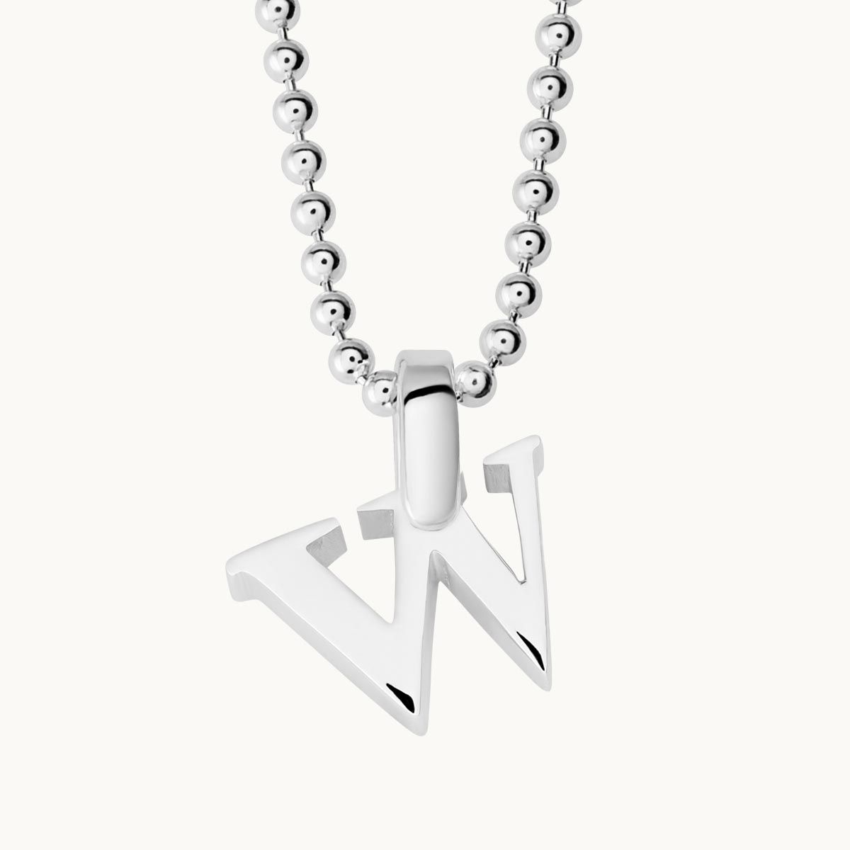 Sterling Silver 3D Alphabet Initial Letter Pendant - W